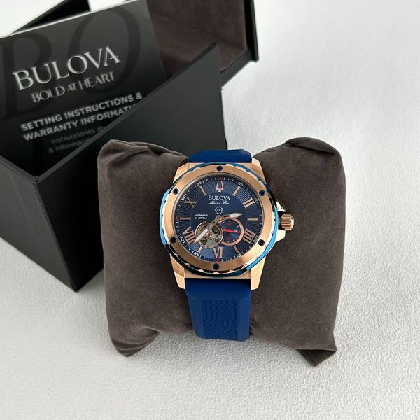 NEW Bulova 98A227 Marine Star Dial Blue Men's Automatic Watch FREE ...