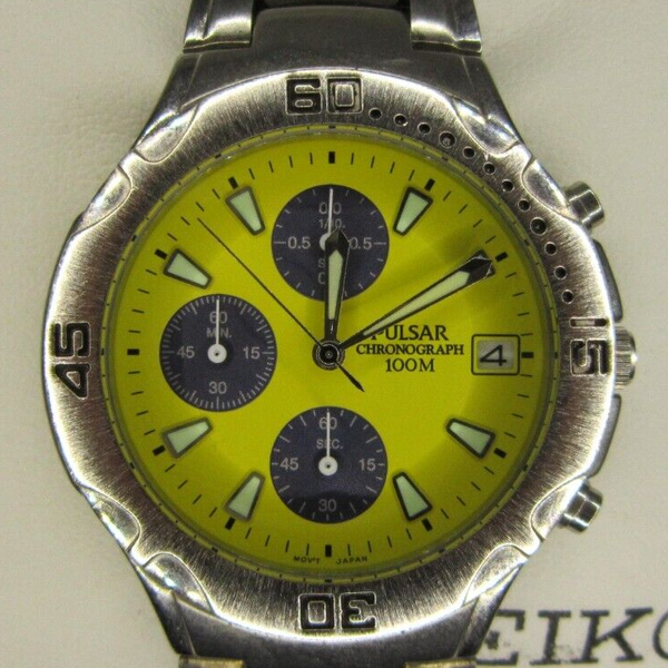 Beautiful Pulsar by Seiko Chronograph 100M Men's Watch Date EXCELLENT ...