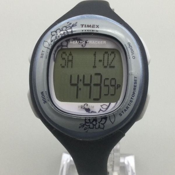 Timex Watch Women 37mm Health Tracker Gray Floral Digital Indiglo New ...