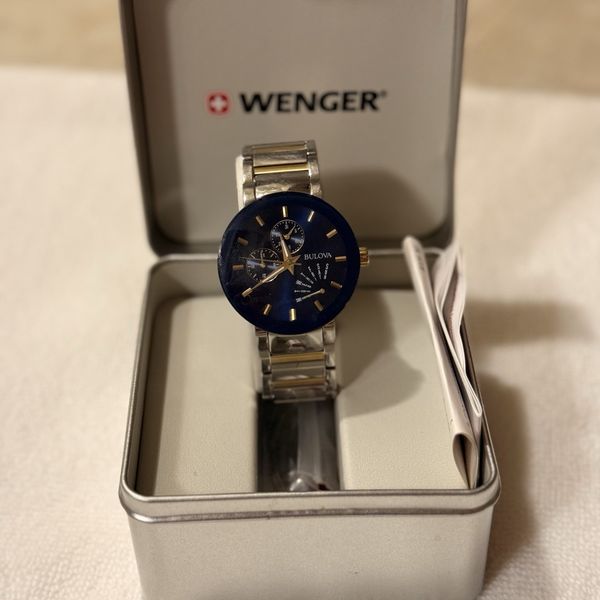 Bulova Modern Futuro Blue Dial Dual Tone Stainless Steel Men's Watch ...