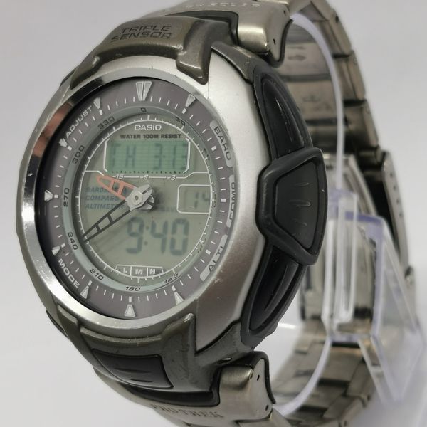 Casio Protrek PRG 60T Titanium Triple Sensor Barometer Altimeter Compass Watch | WatchCharts ...