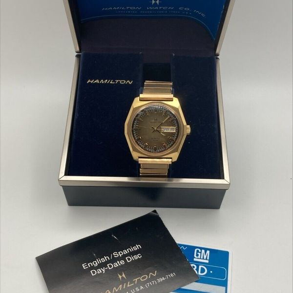 Hamilton GM Service Award Swiss Quartz Watch Day Date Gold Tone ...