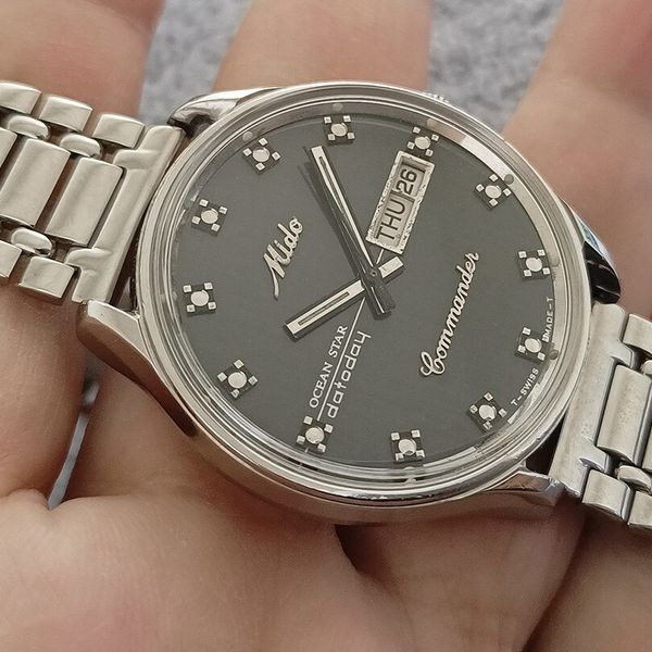 MIDO COMMANDER OCEAN STAR DATODAY 8268 BLACK DIAL AUTOMATIC SWISS MADE ...
