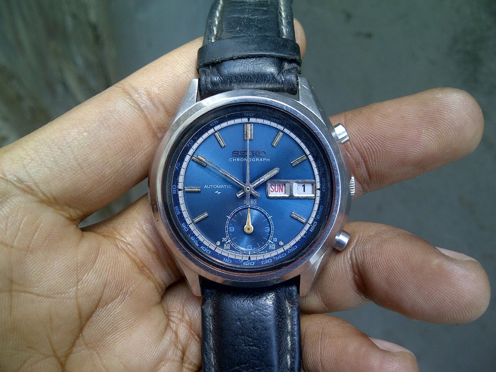 SOLD - Seiko 7016 7000 Automatic Chronograph Flyback - Blue Dial ...