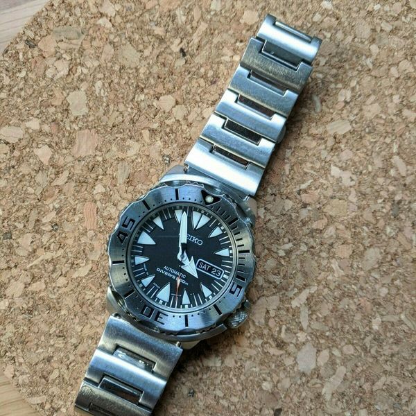 Seiko SRP307 2nd Gen Black Monster Watch 4R36 Automatic Prospex Divers ...