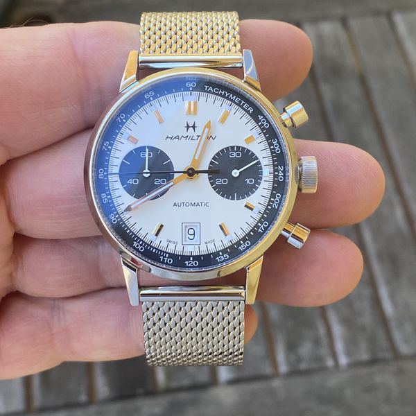 [$1,500 USD] FS Only - Hamilton Intra-Matic Auto Chrono panda on mesh w ...