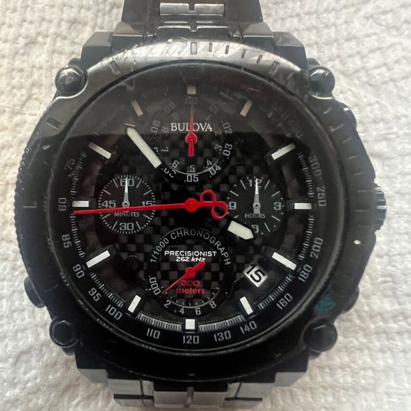 Bulova Men's Watch Precisionist C77881 Quartz Black Dial Gunmetal New ...