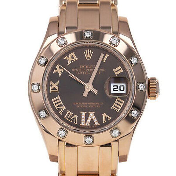 Rolex 80315 G Pearlmaster Datejust Chocolate Roman Diamond IV Diamond ...
