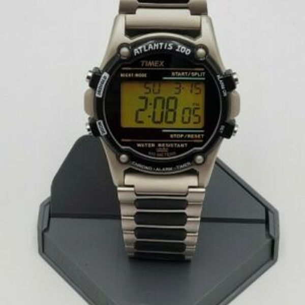 Timex Atlantis 100 Indigo Watch Chronograph Alarm Satin Chrome & Black ...