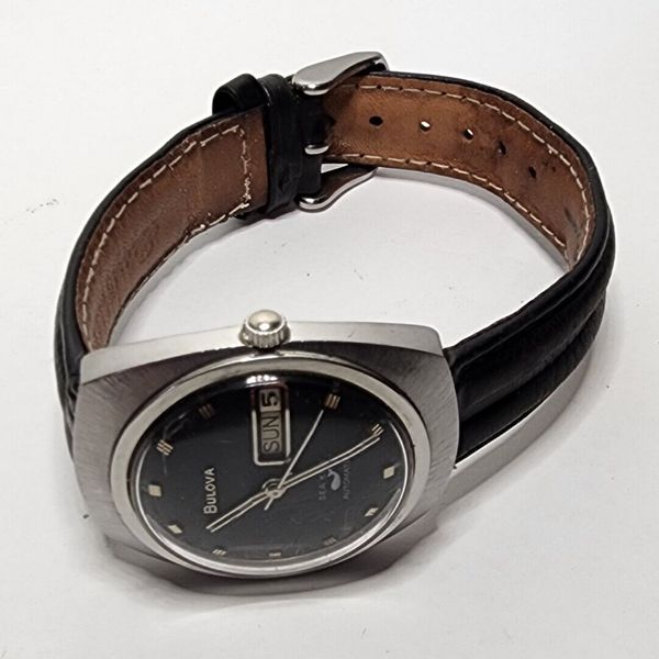 Vintage Bulova Sea King Whale N2 1972 Mens Automatic SS Watch Gray Dial ...