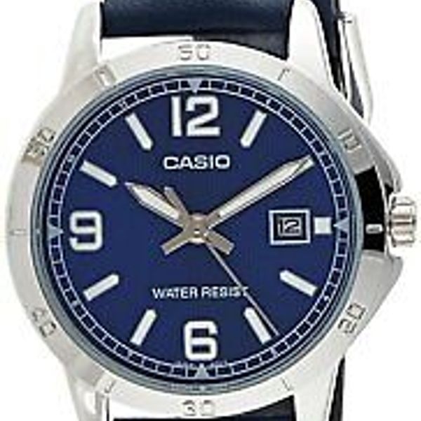 Casio LTP-V004L-2B NEW Women's Quartz Watch Analog Blue Leather Band ...
