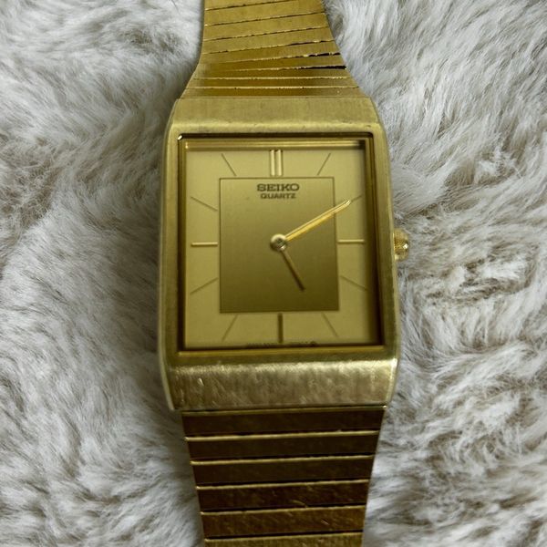 Vintage 1984 SEIKO 6530-5420 Gold Dial Tank Quartz Mens Watch READ ...
