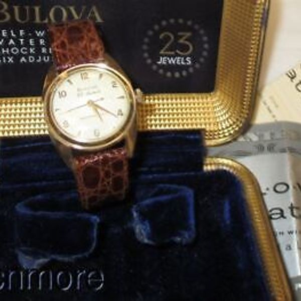 VINTAGE BULOVA SELFWINDING 23j SENATOR WATCH MENS SPIKED LUGS FLUTED ...