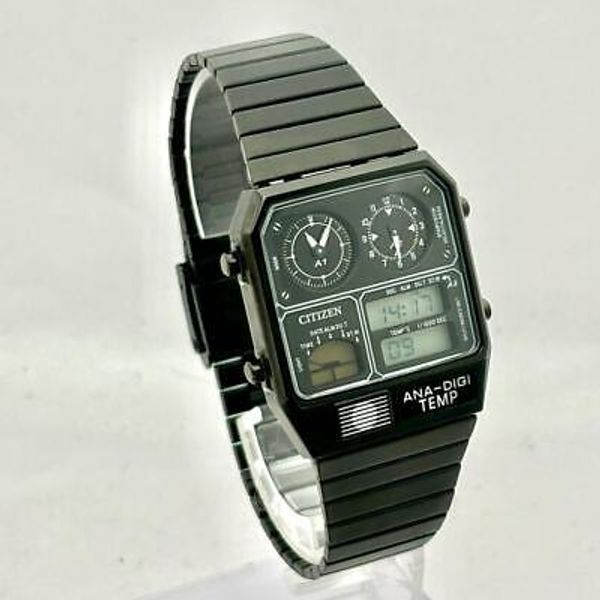CITIZEN ANA-DIGI TEMP 8989 Quartz Men's Watch Digital Black Stainless ...