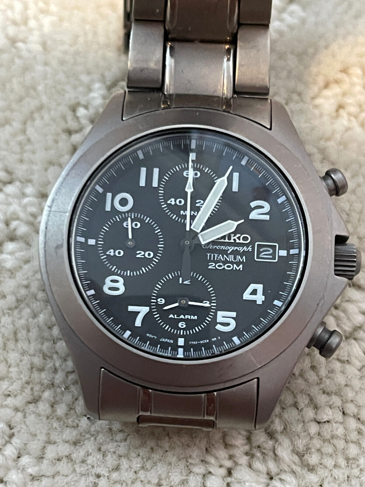 Vintage Seiko Chronograph Titanium 200M Men's Watch SNA139 7T62-0BZ0 ...