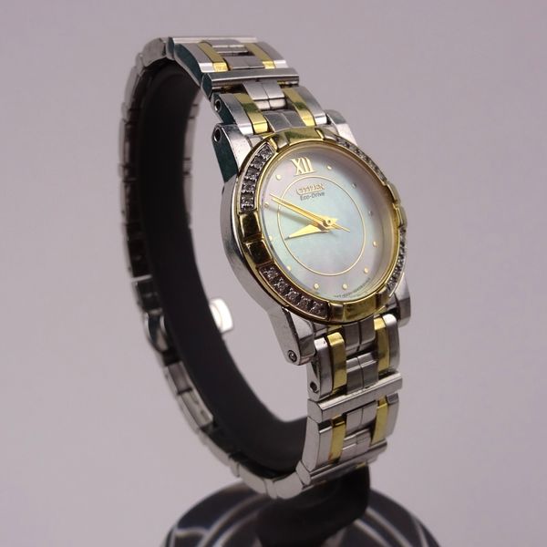 Citizen Eco-Drive Ladies Watch e031-s02726 Steel & Gold Plated Mother ...