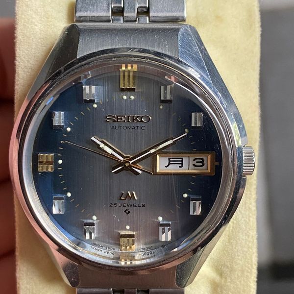 Rare Seiko LM Automatic Lord Matic Blue Gradiant Dial Faceted Vintage ...