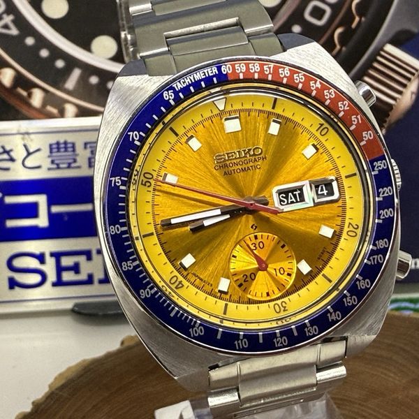 Seiko Pogue Golden Dial Watch 6139 6002 Space Watch Fully Refurbished ...