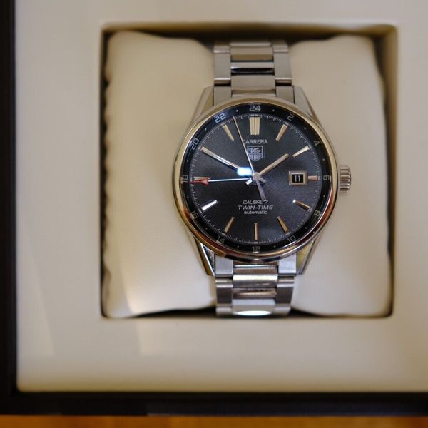 TAG Heuer Carrera Calibre 7 Twin-Time Black Automatic Watch ...