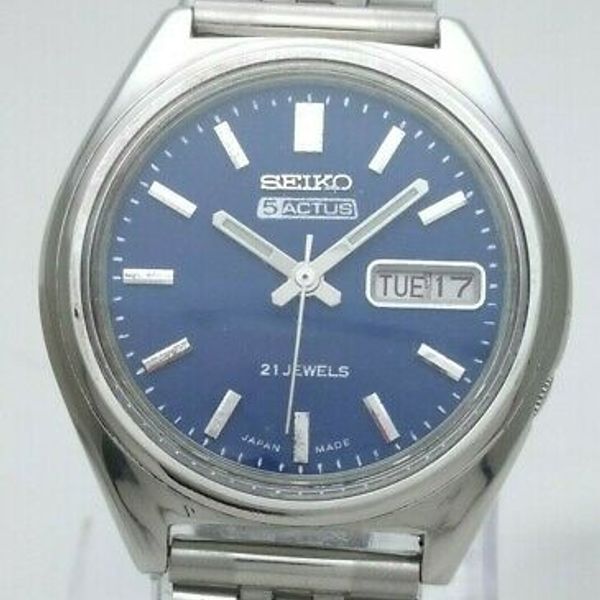 Vintage Seiko 5 ACTUS Japan 21J Automatic 7019 8010 Kanji Day Men's Wrist Watch | WatchCharts ...
