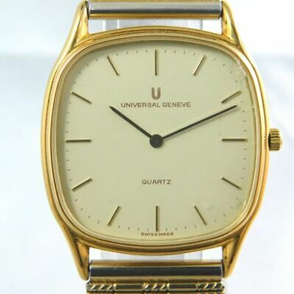 UNIVERSAL GENEVE MEN'S GOLD VINTAGE WATCH SWISS MADE QUARTZ ...