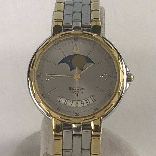 [Used] BULOVA Moon Phase / Quartz Watch / Analog / Stainless Steel ...
