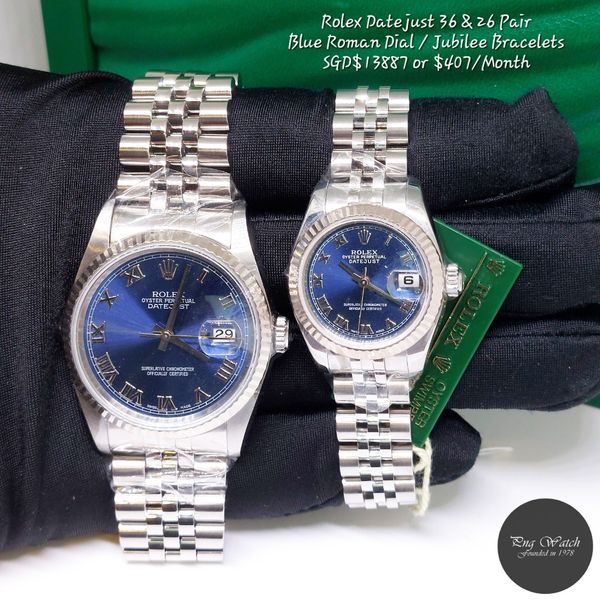 Rolex 16234 & 179174 Blue Roman Datejust Pair (Grab & Go) | WatchCharts ...