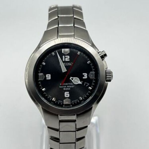 Seiko Kinetic Power Reserve 5M43-0E40 Quadrante Nero 38mm wr 50m ...