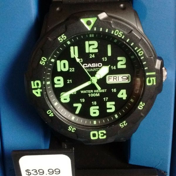"CASIO" MEN'S BLACK/GREEN FACE RESIN DIVE WATCH | WatchCharts Marketplace