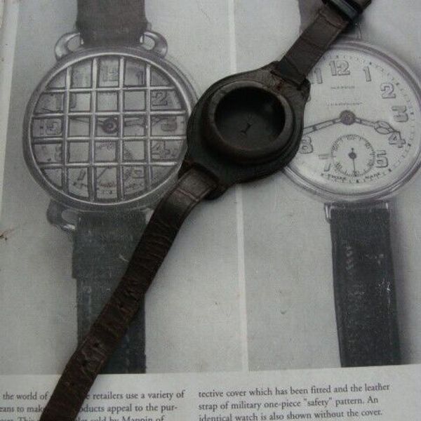 WW1 leather vintage trench watch fob pocket conversion wristlet strap ...