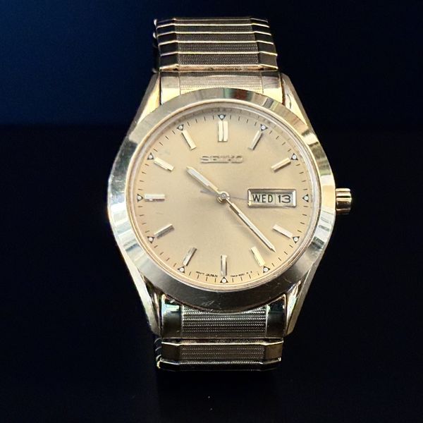 Seiko mens watch gold tone 7N43-9070 Flex band | WatchCharts Marketplace