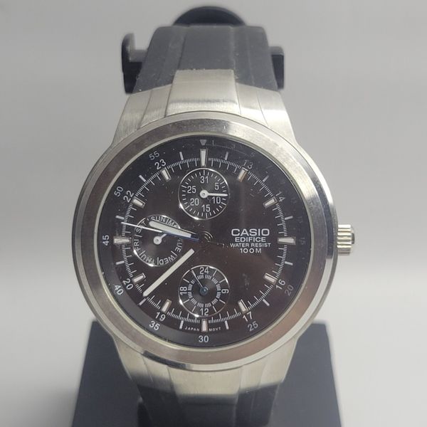Casio Edifice Men's Quartz Multi-Function Black Rubber Band 41mm Watch ...