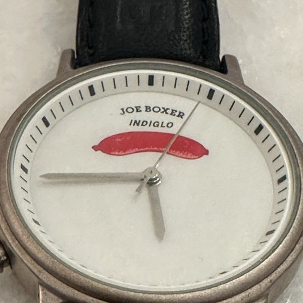 Vintage Joe Boxer 1995 Timex Indiglo Sausage Dial Leather Strap Watch ...