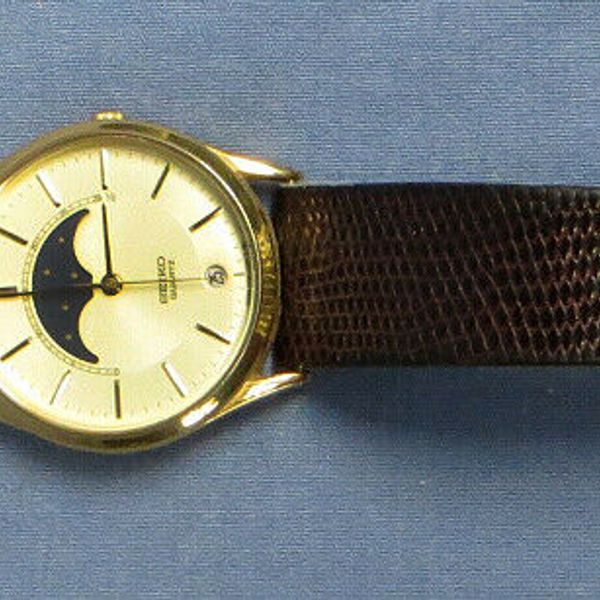 Vintage Seiko Men's Quartz Moon Phase 7434-7008 Watch w/Jeweled ...