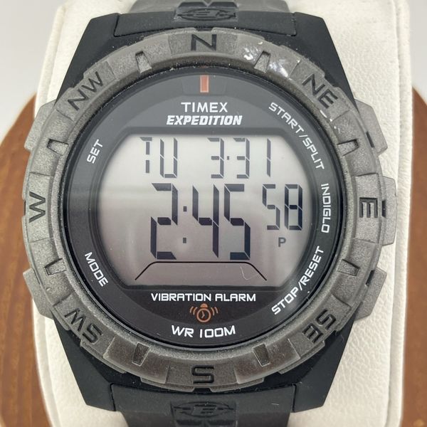 Timex Expedition Men 45mm Digital Watch Black Vibration Alarm Indigo ...