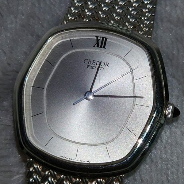 Credor Seiko Square Watch Silver Menâ s Stainless Steel Used From Japan ...