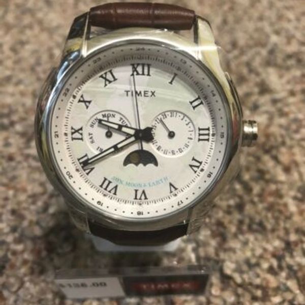 Timex Tw2r56700 World Map Dial, Sun/Moon Indicator, Day/Date Brown ...