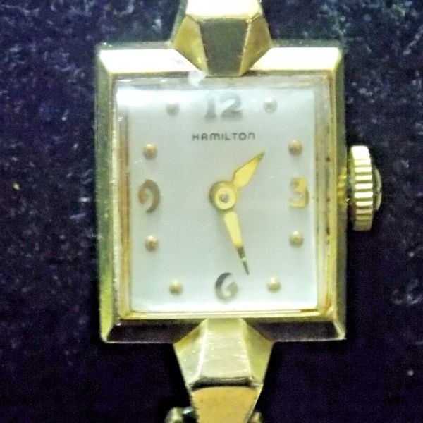 Vintage Ladies Hamilton Wristwatch 14K Gold Case w/ Stainless Steel ...