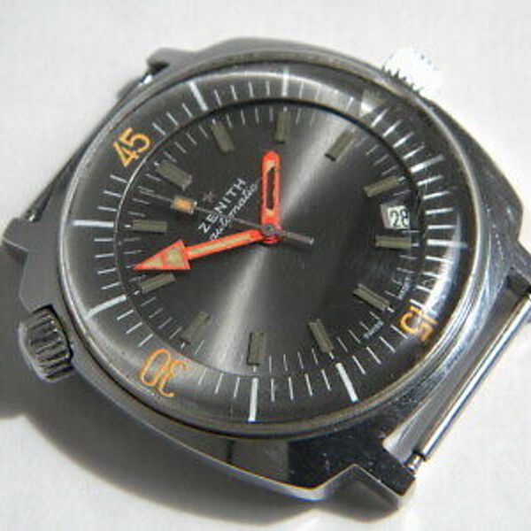 ZENITH SUB SEA DIVER A3635 S.STEEL CAL 2552 PC 40MM VINTAGE 2 CROWN ...