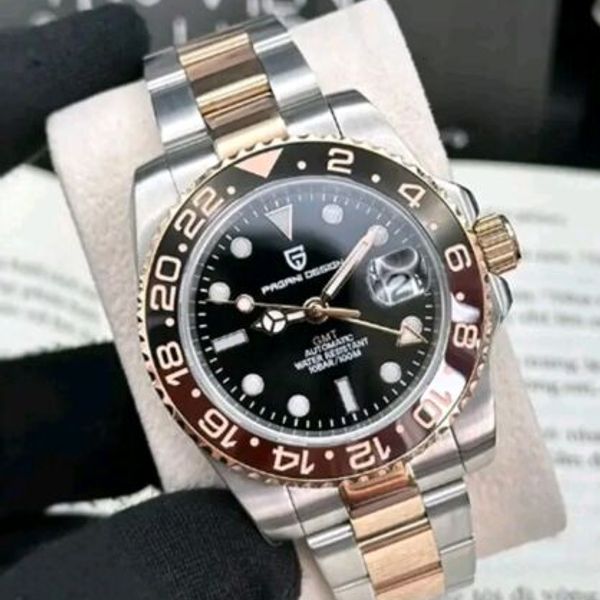 Pagani Design Men's Watch GMT Root beer two tone rose gold NH34 ...