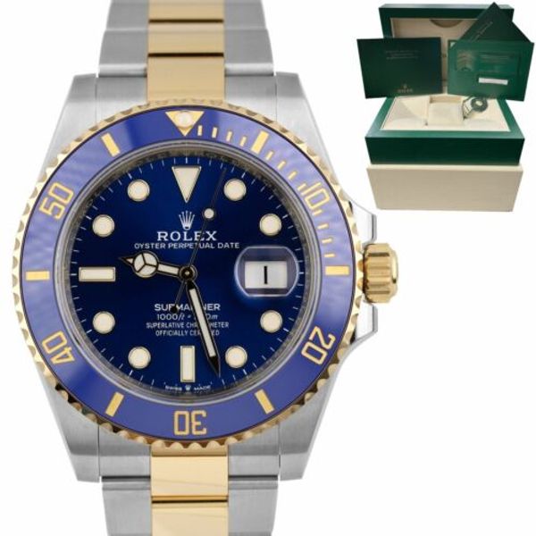 BRAND NEW Rolex Submariner Date 41mm Ceramic Two-Tone Gold Blue Watch ...
