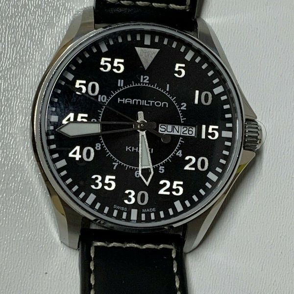 Hamilton Khaki Pilot Quartz - H646110 - with Black and Brown leather ...