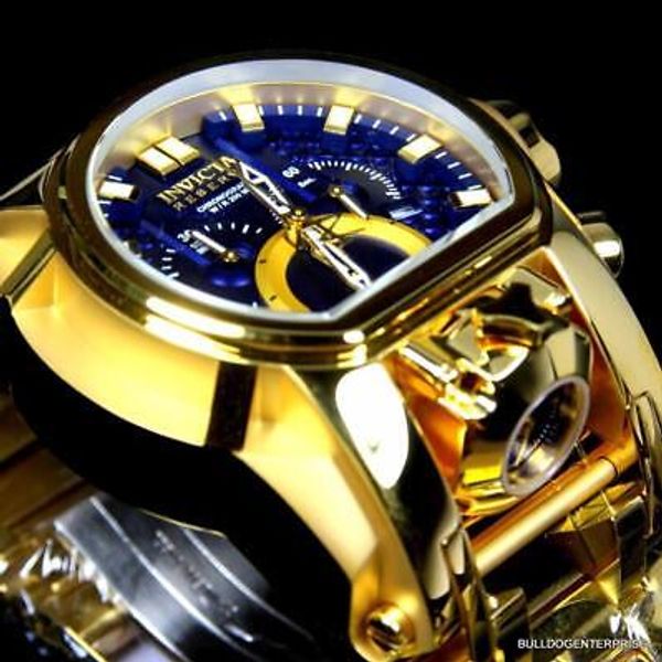 Invicta Reserve Bolt Zeus Magnum Swiss 18kt Gold Plated Dual Dial Blue ...