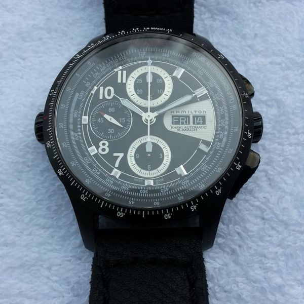 Hamilton Men's H76626535 Khaki X Mach Black Chronograph Dial Watch ...