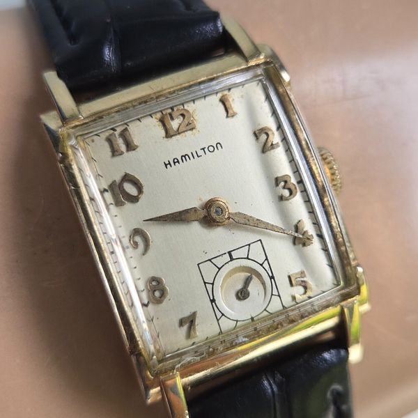 Vintage HAMILTON men's manual wind watch cal.982 19Jewels 14K G.F 1930s ...