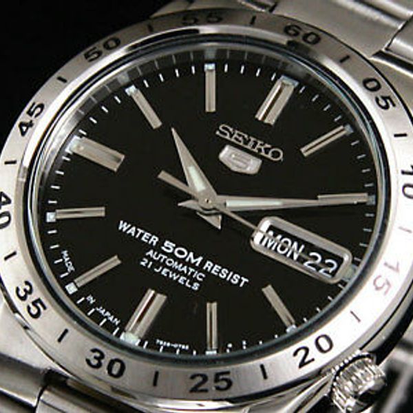 New!! SEIKO 5 SNKE01JC / SNKE01J1 Automatic SS Black Men's Watch from ...