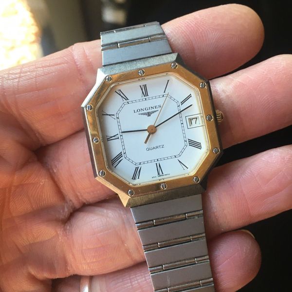 Superb vintage 1980's Longines 950.4842 octagonal bi-colour watch - non ...