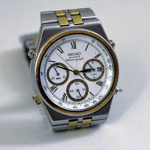 Vintage Seiko Gent's 1980s Chronograph Quartz 7A38 728A Jubilee Strap ...