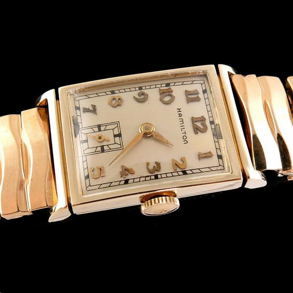 Vintage 1951 Men's 14k Gold Hamilton Gilbert 19 Jewel Grade 982M Wrist ...