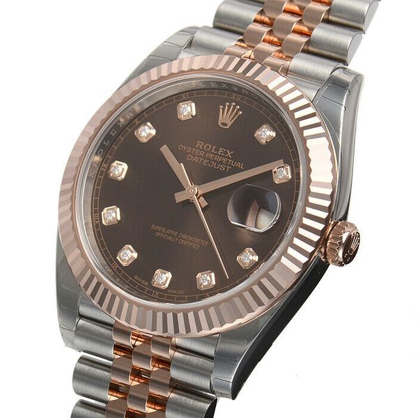 Rolex Datejust 41mm 126331 Steel Everose Gold Jubilee Chocolate Diamond ...